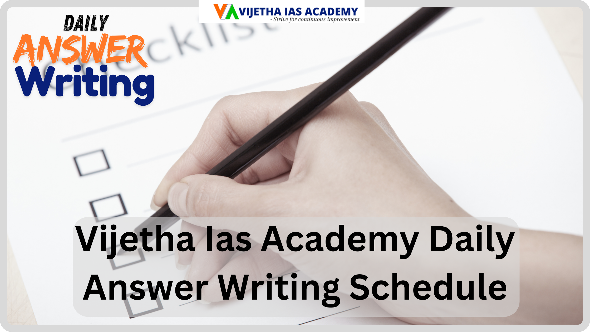 Vijetha Ias Academy Daily Answer Writing Schedule